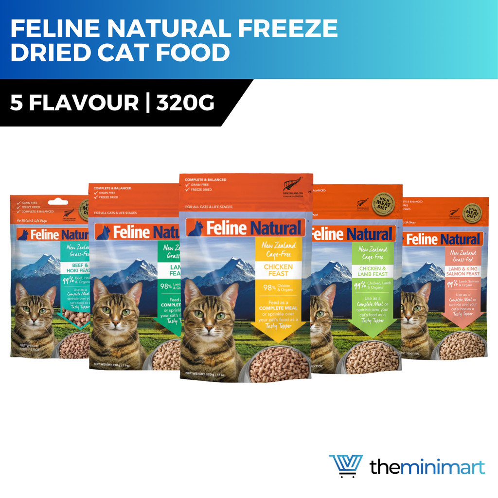 Feline Natural Freeze Dried Cat Food 320g Lamb Chicken Salmon Beef ...