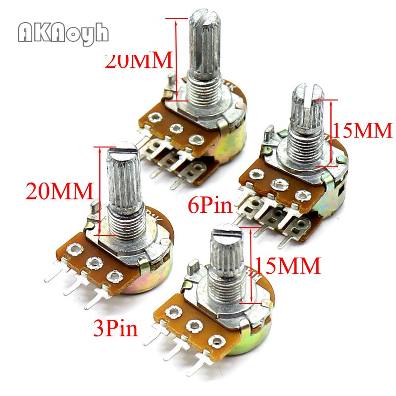 5PCS WH148 Potentiometer with switch 3/6Pin 15MM/20MM Shaft Amplifier ...