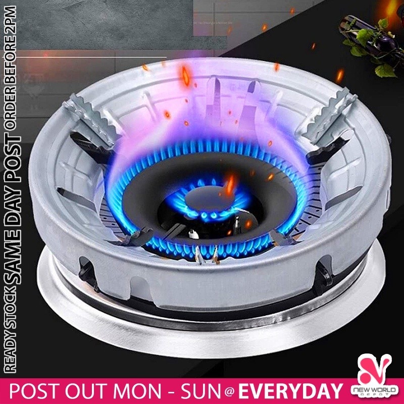 𝗘𝗩𝗘𝗡 𝗛𝗘𝗔𝗧𝗜𝗡𝗚 》9 Holes Gas Stove Cover Energy Saving Wind Shield Fire ...