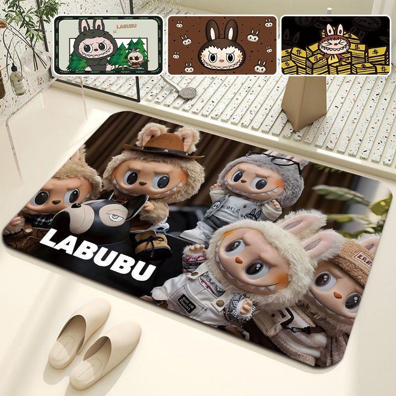 Cartoon Labubu Fllor Mat Karpet dapur Diatom Mud Floor Mats Bathroom ...
