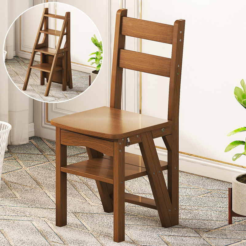 Solid Wood Folding Ladder Chair Household Folding Stair Chair All Solid ...