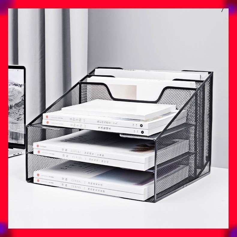 Metal File Storage Tray Desk Document Letter Tray Rack File Organizer ...