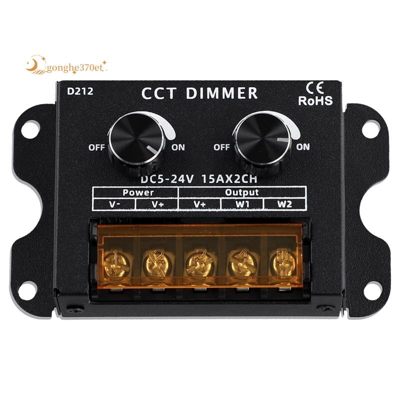 LED Controller DC 5-24V 15A Dimmerable CCT Dual Color Temperature LED ...