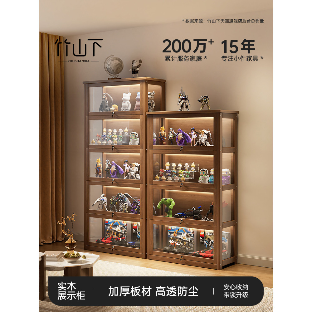 Solid Wood Lockable Display Cabinet for Figurines, Transparent Toy ...