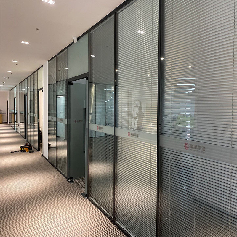 Office Glass Partition Wall Aluminum Alloy Louvered Partition Wall ...