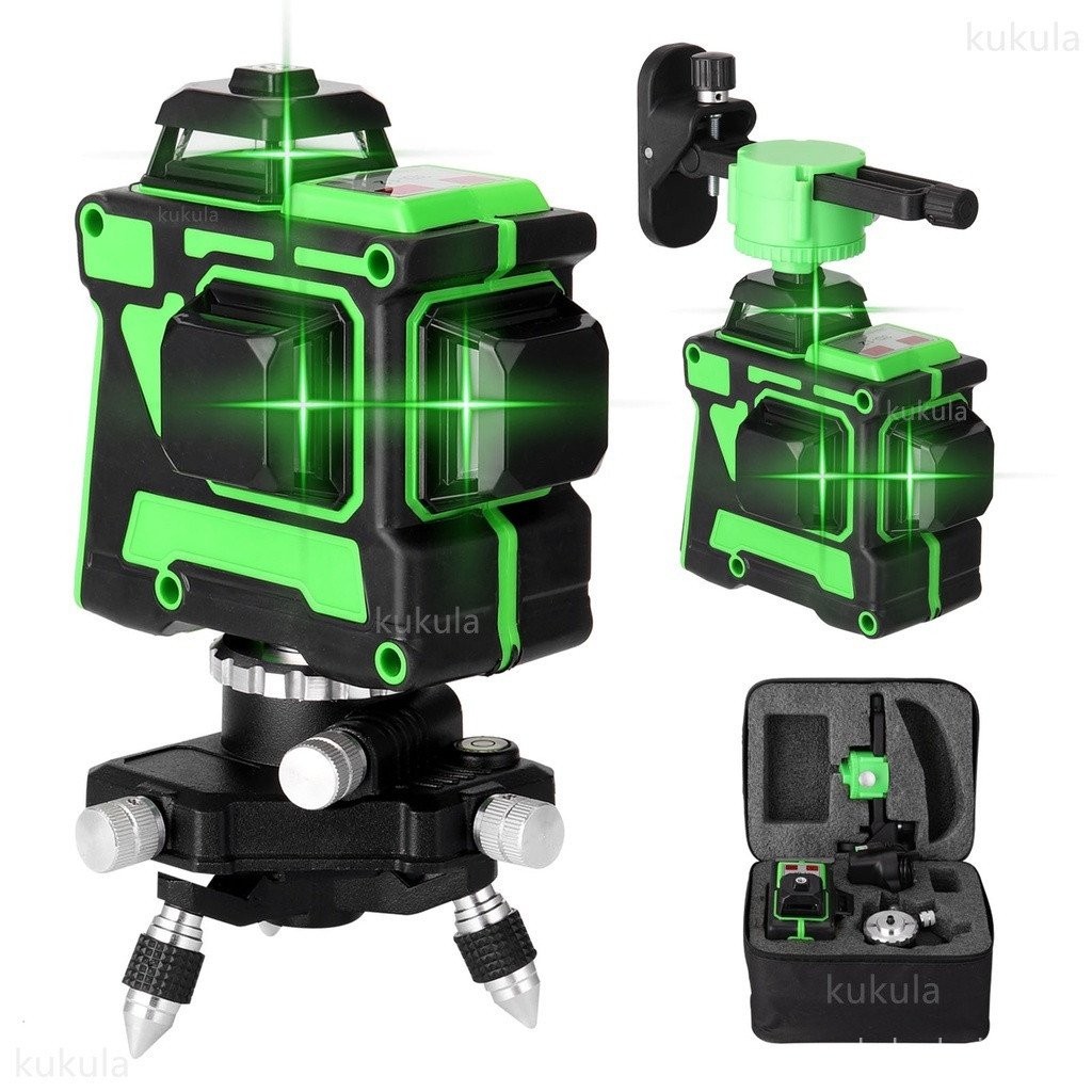 12 Lines 3D Self-Leveling Laser Level 360 Horizontal & Vertical Cross Super Powerful Green Laser ...