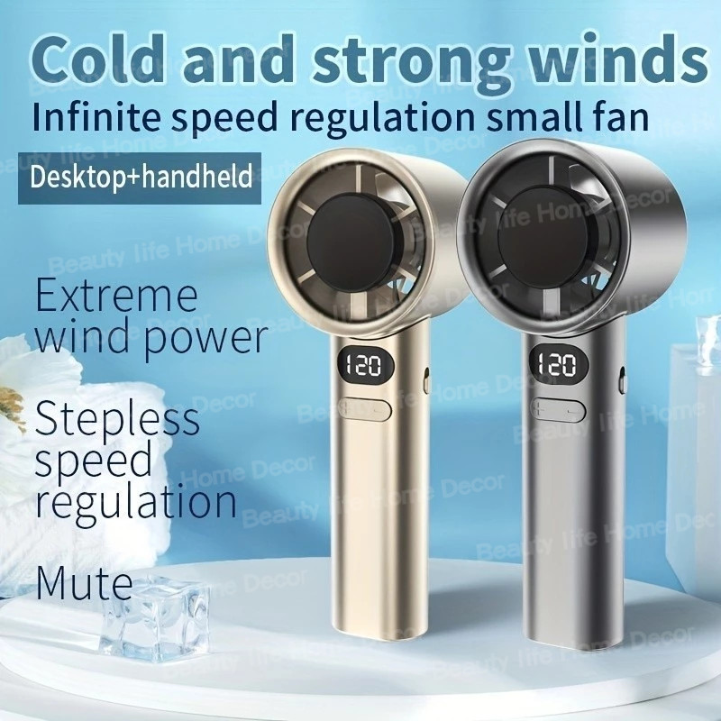 120-Speed USB Mini Fan Portable Adjustable Handheld Turbofan with LED ...