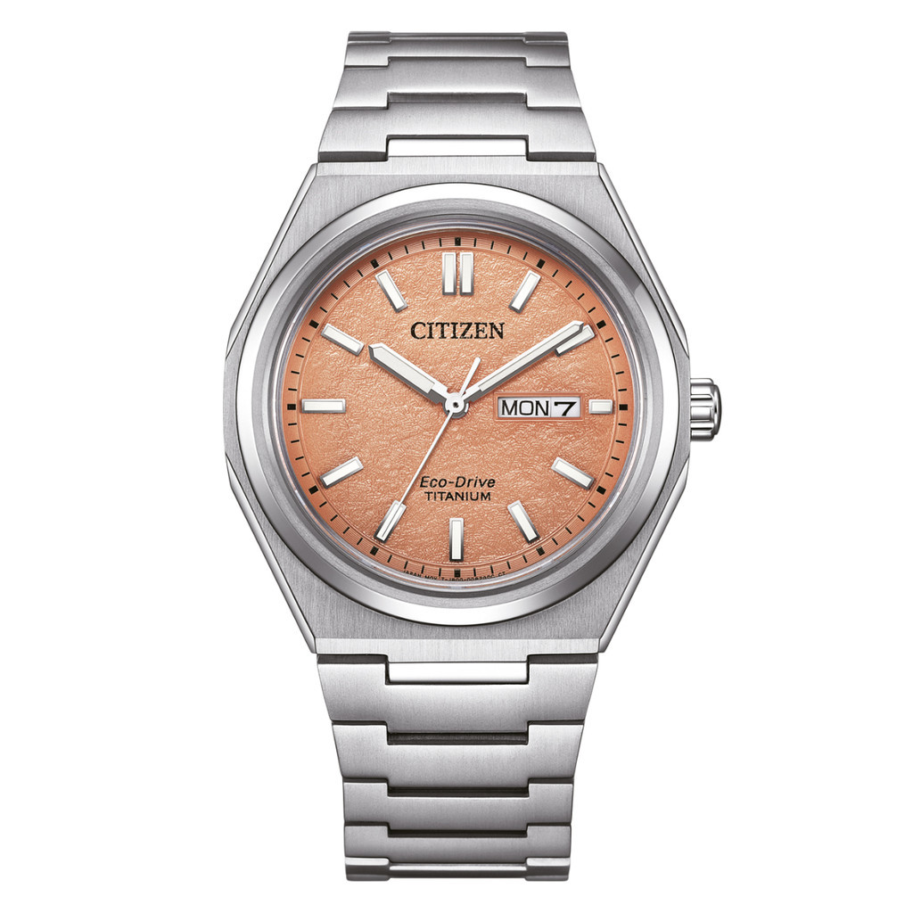 Citizen Eco-Drive Super Titanium Orange Dial Casual Watch AW0130-85ZE ...