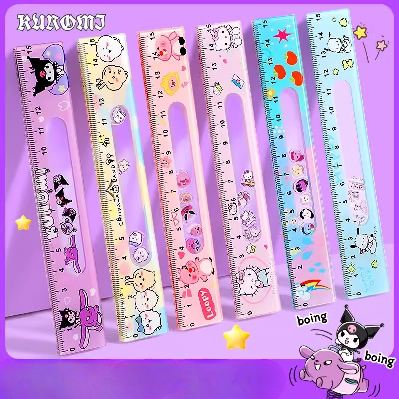 Sanrio Acrylic Straight Ruler 15cm Cute Cartoons Ruler Kuromi Mymelody ...