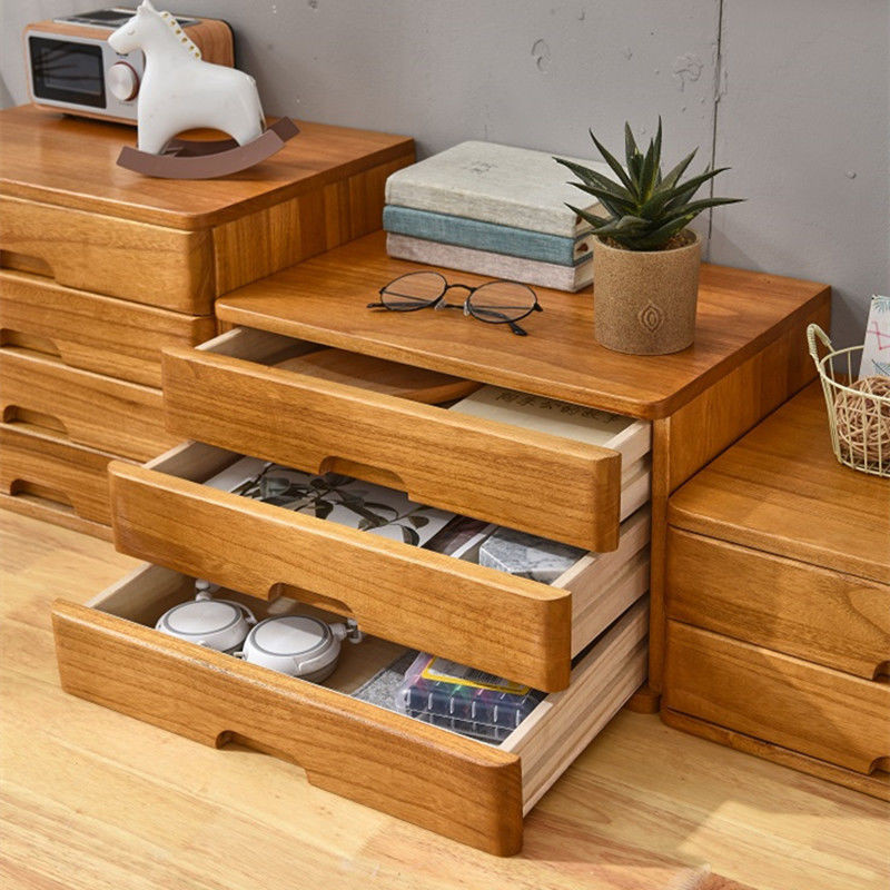 Desk shelf Desktop A4 File Cabinet Solid Wood Storage Box Drawer-Style ...