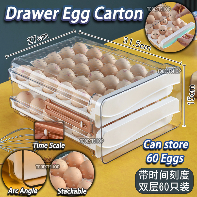 [SG Stock] Egg Drawer Organizer Storage box for 60 Eggs Box Storage ...