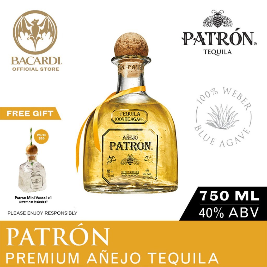 Patron Anejo Tequila - 750ml / 75cl, 40% ABV - Spirit Aged in Oak ...
