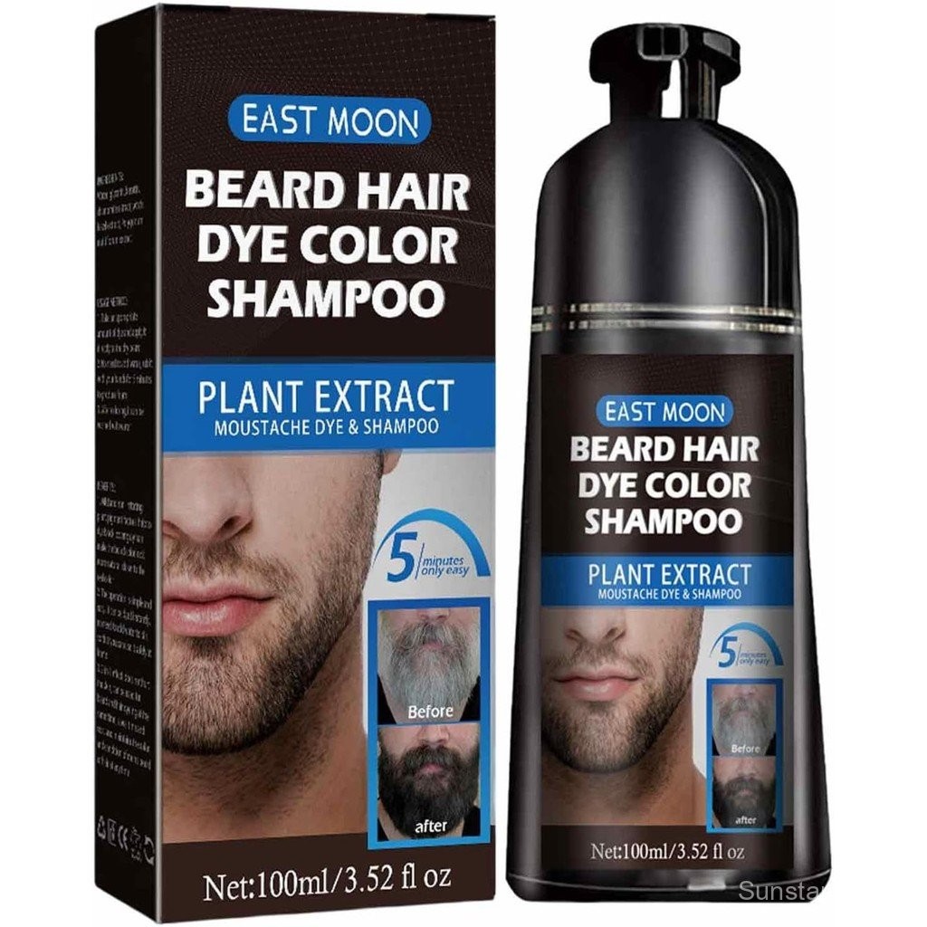 Black Beard Dye for Men, 100ml Beard Color Shampoo Turn Gray Hair to ...