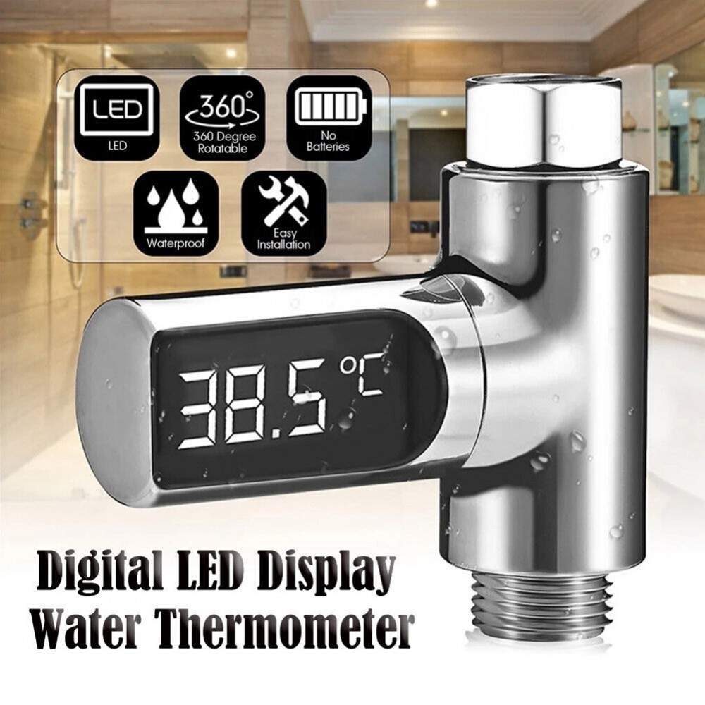 Hydro Power Shower Thermometer with LED Display Real time Temperature ...
