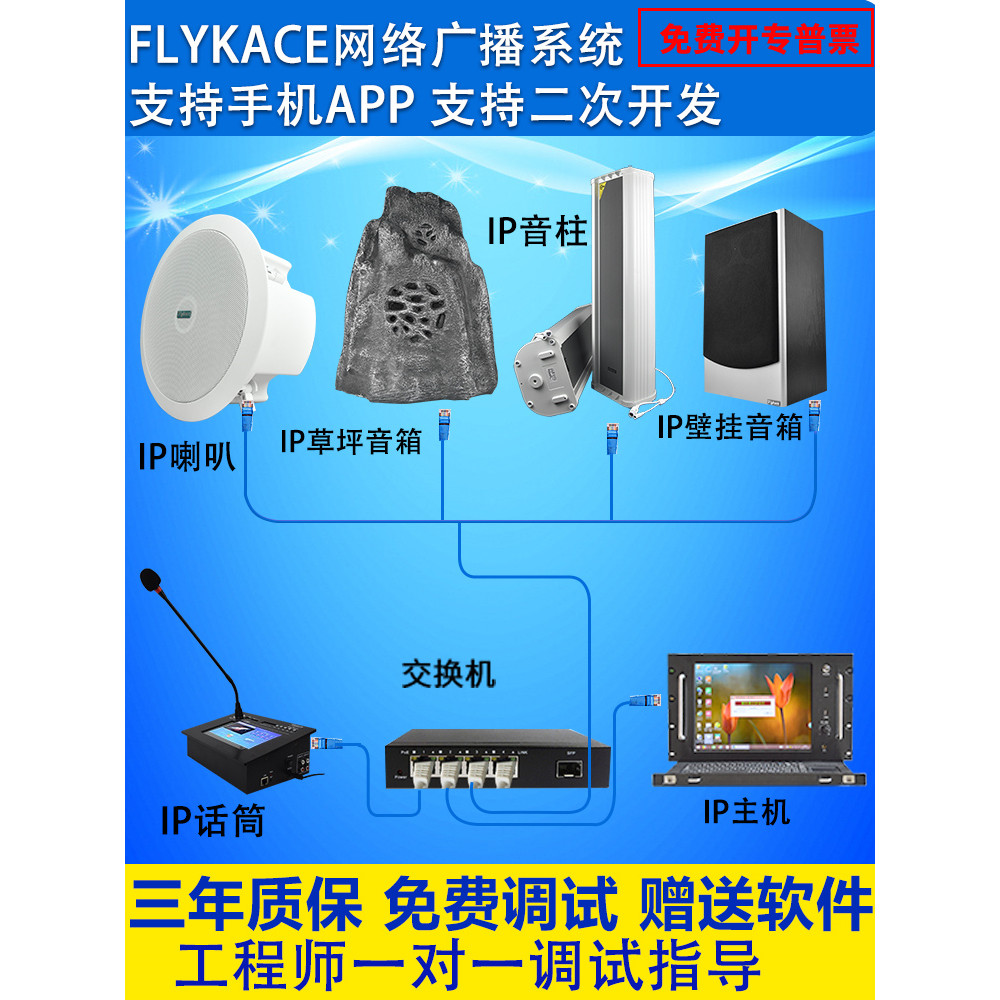 IP Network Broadcast Column Ceiling Speaker Lawn Speaker Wall-mounted ...