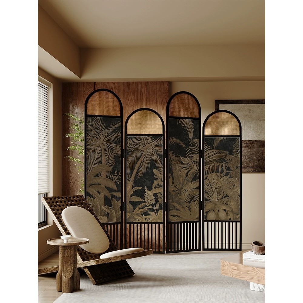 Nanyang Vintage Style Rattan Screen Partition for Living Room Bedroom ...