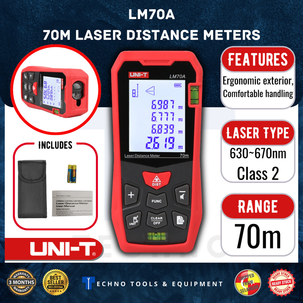 UNI-T LM70A 70M Laser Distance Meters LM A Series | Shopee Singapore