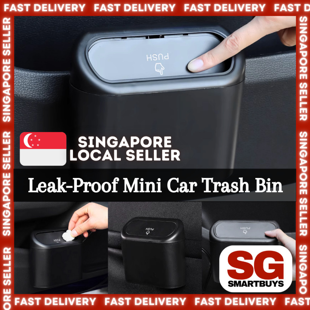 🇸🇬 [SGSMARTBUYS] Mini Car Trash Can Anti-Leak Clip-On Car Trash Bin And ...