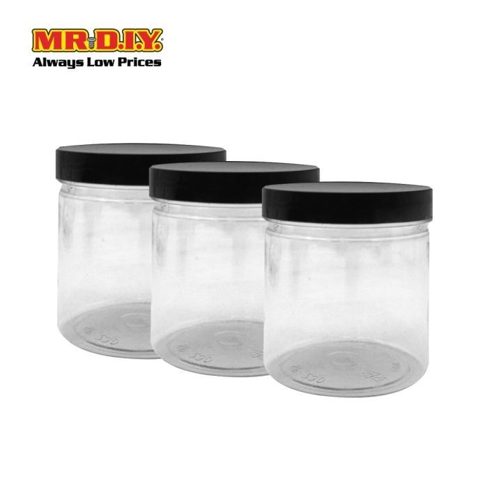 [VALUE PACK] (MR.DIY) Durable Plastic Jar Container [300ml] (3pcs ...