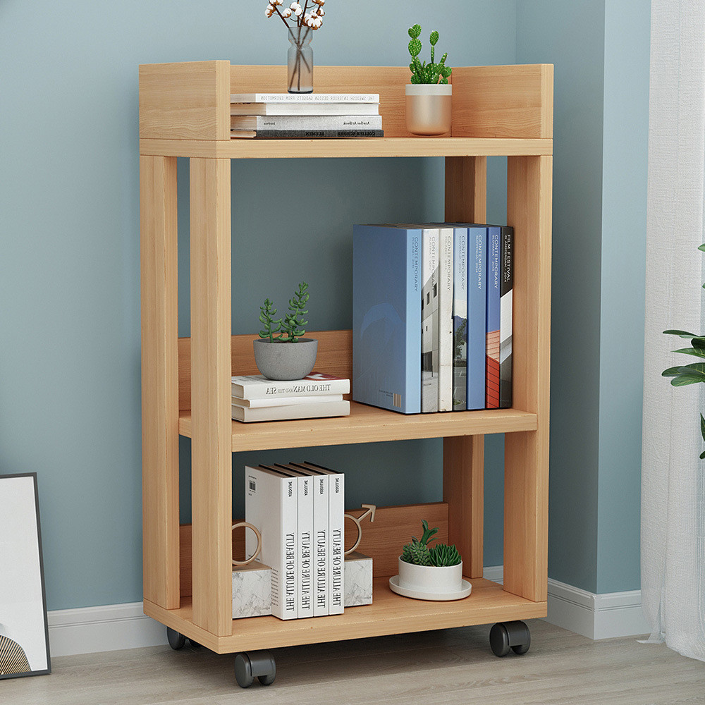【SG stock】cherry™3 LAYER Mobile bookshelf Wooden book Cabinet With ...