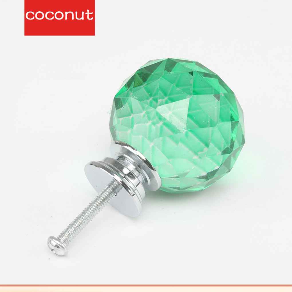 【Coco】1/2 Crystal Glass Handle Spherical Drawer Pull Knob Single Hole ...