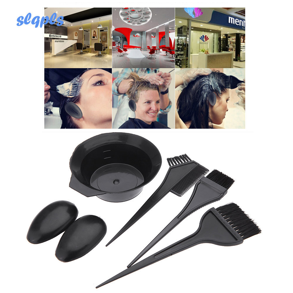 Black Hairdressing 5PCS Tool Brushes Bowl Combo Salon Hair Color Dye ...