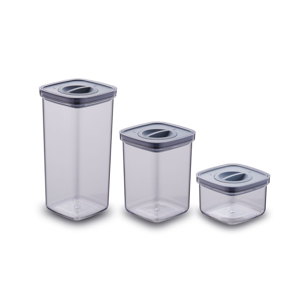 Korkmaz Essentials 3-Piece Gray Food Storage Containers with Lids ...