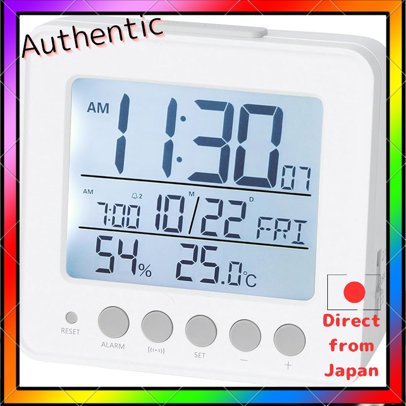 NITORI Radio-Controlled Digital Desk Clock in Mid-Brown 001TR - 9cm x ...