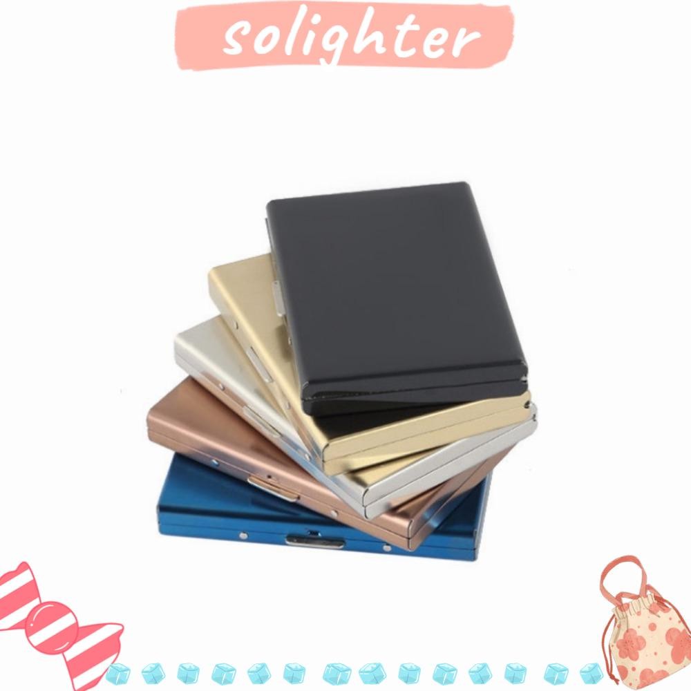 SOLIGHTER Credit Card Holder, Stainless Steel Slim Metal Wallet, Anti ...