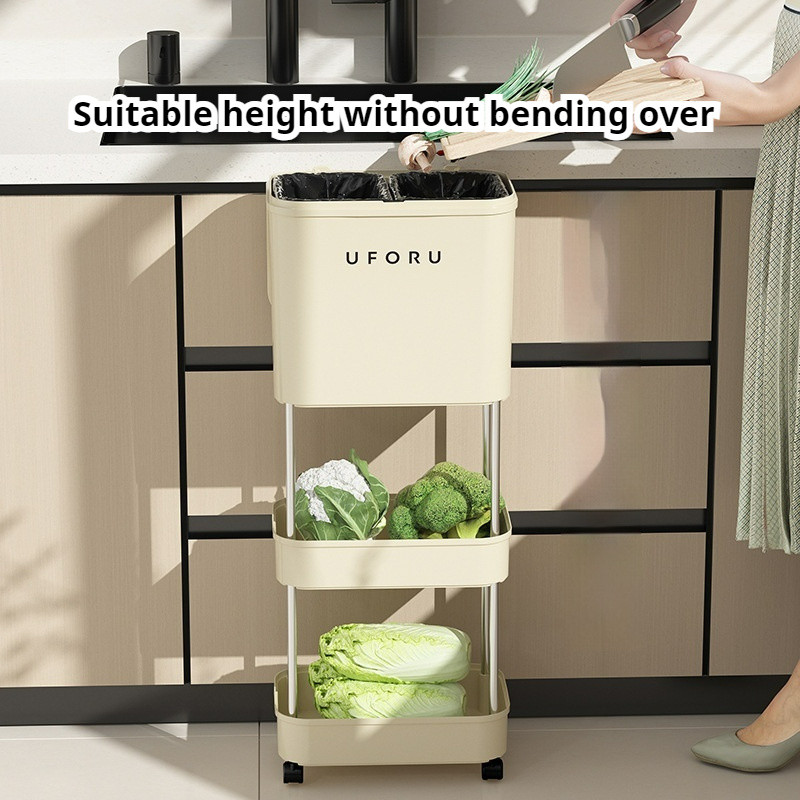 Kitchen Sorting Trash Can Bend-Free Overturned Trash Can with Lid Dry ...