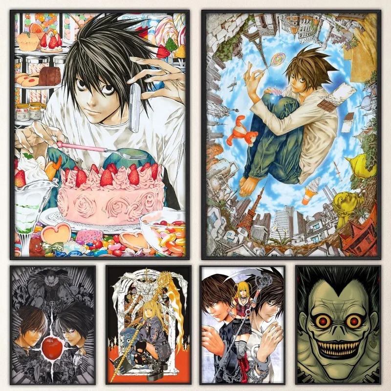 Anime Hot Death Note Poster Print Wall Painting Bedroom Living Room Bar ...