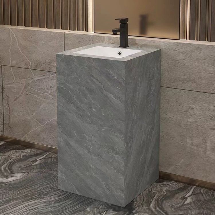 M-8/ Stone Plate Seamless Ceramic Basin Integrated Column Washbasin ...