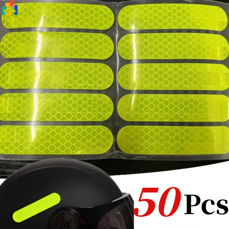 50pcs 8cm Car Bumper Reflective Stickers Helmet Reflection Warning ...
