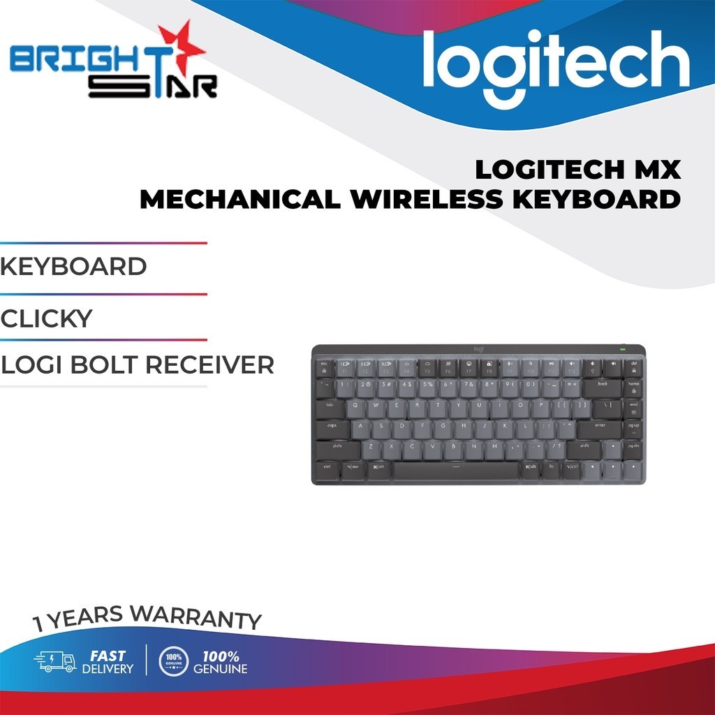 KEYBOARD / LOGITECH MX MECHANICAL WIRELESS KEYBOARD / CLICKY / LOGI ...