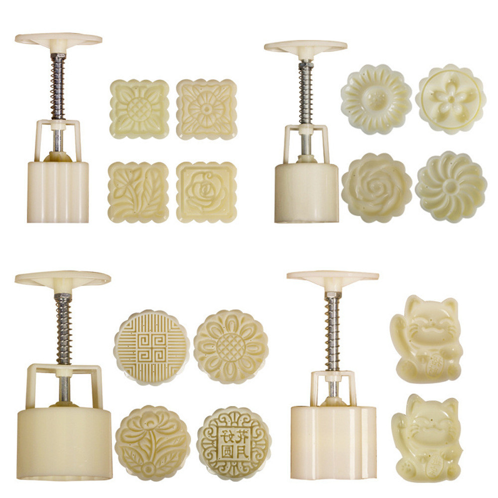 4Pcs 50/75/100/125g Flower Mooncake Embossing Stamps with 1Pc Stamper ...