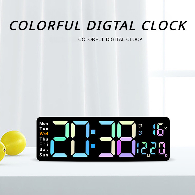 Large Digital Clock Countdown Wall Clock Temperature Display Night Mode ...