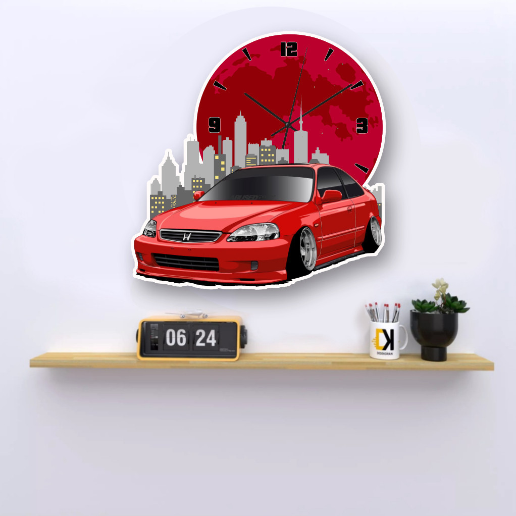 KRMK JDM Wall Clock HONDA CIVIC FERIO EK9 TYPE R Automotive Clock ...