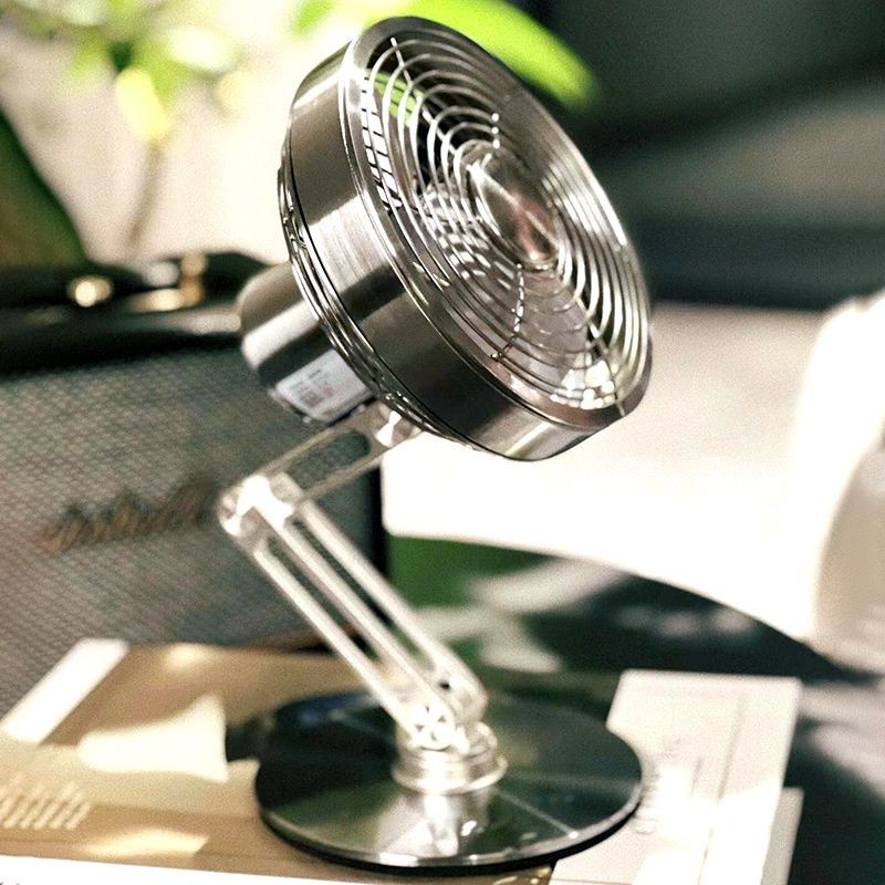 MrosMoss Desktop Metal Little Fan Office Table Matching Charging ...