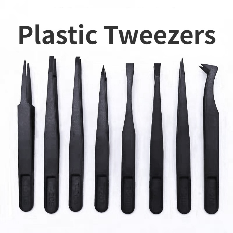Portable Black Straight Bend Anti-static Plastic Tweezer Heat Resistant ...