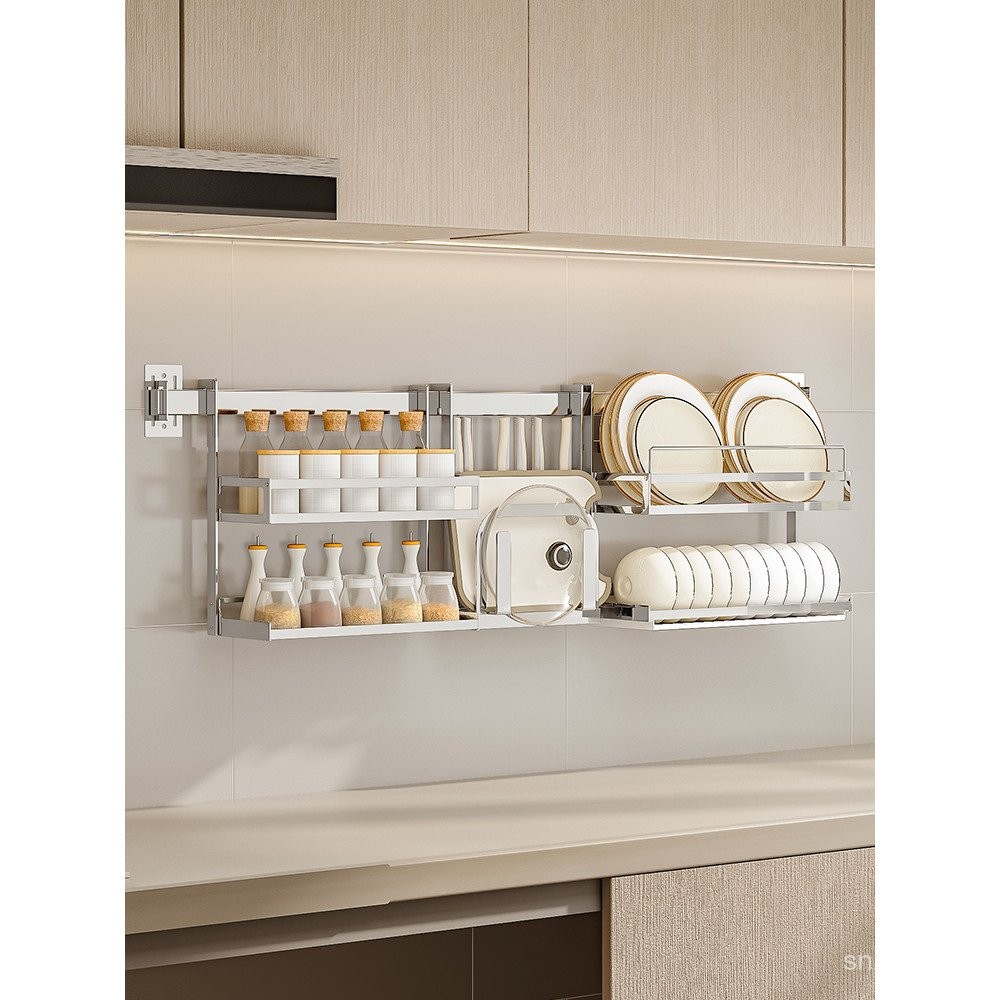 304Stainless Steel Kitchen Wall-Mounted Storage Rack Draining Bowl Rack ...