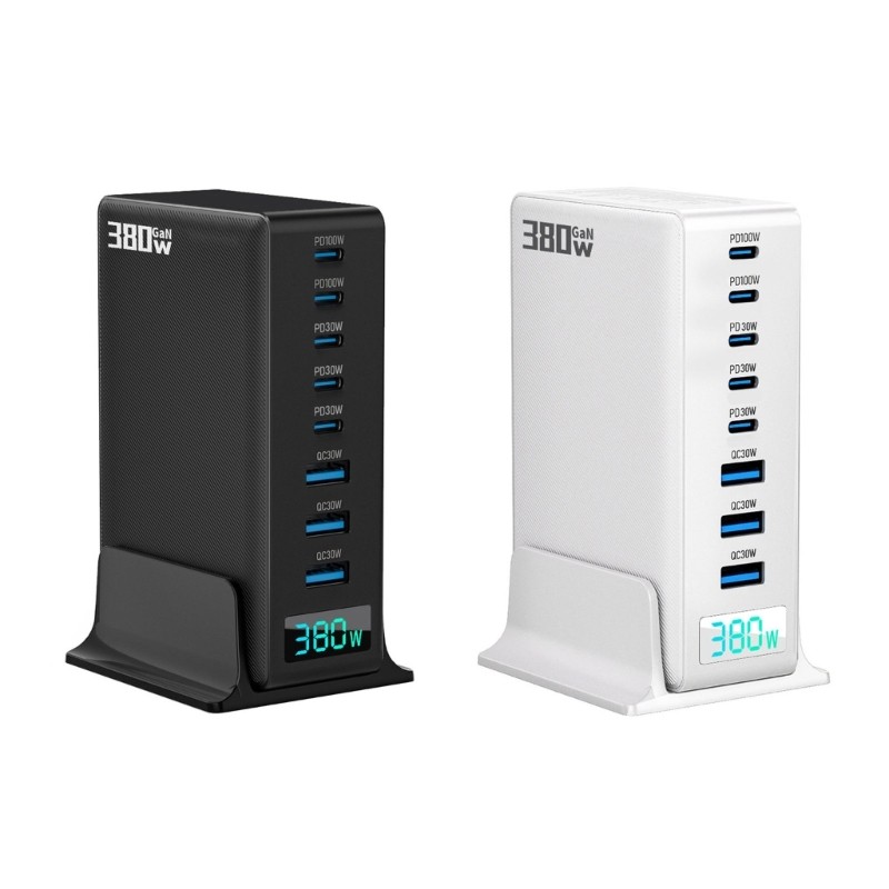 Stat 380W USB C Desktop Charger 8 Port Quick Charging Adapter Hub with ...