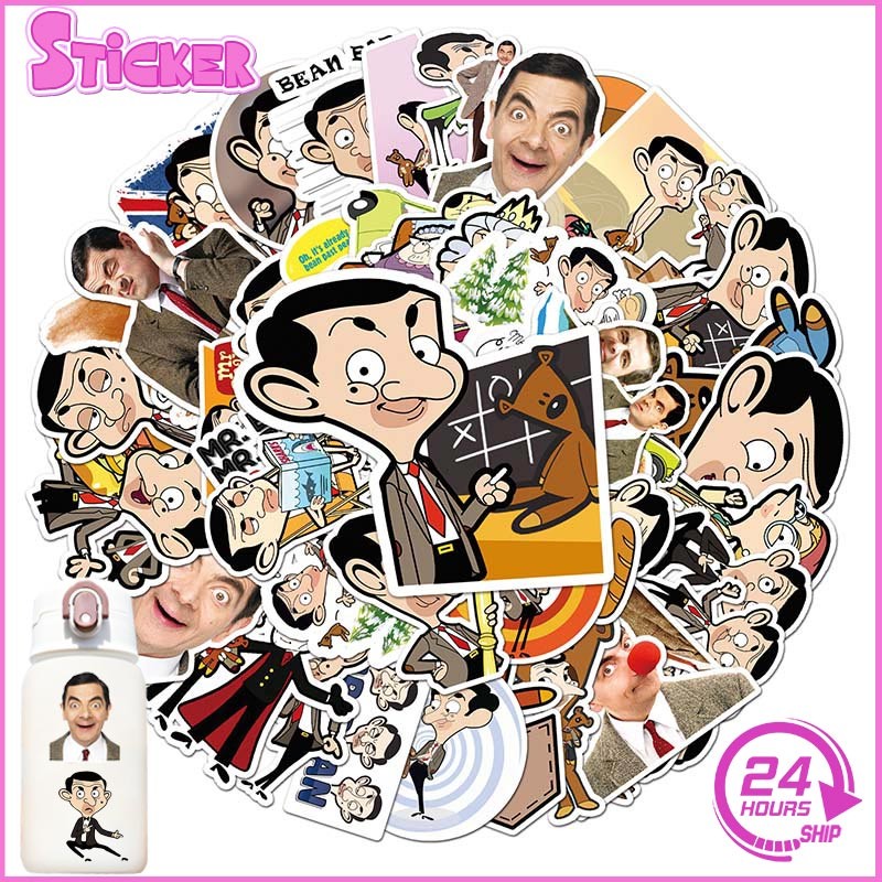50Pcs Mr. Bean Stickers Rowan Atkinson DIY Waterproof Doodle Decals For ...