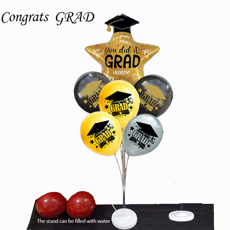 Black Gold Graduation Latex Balloon Congratulate Grad Letter Balloon ...
