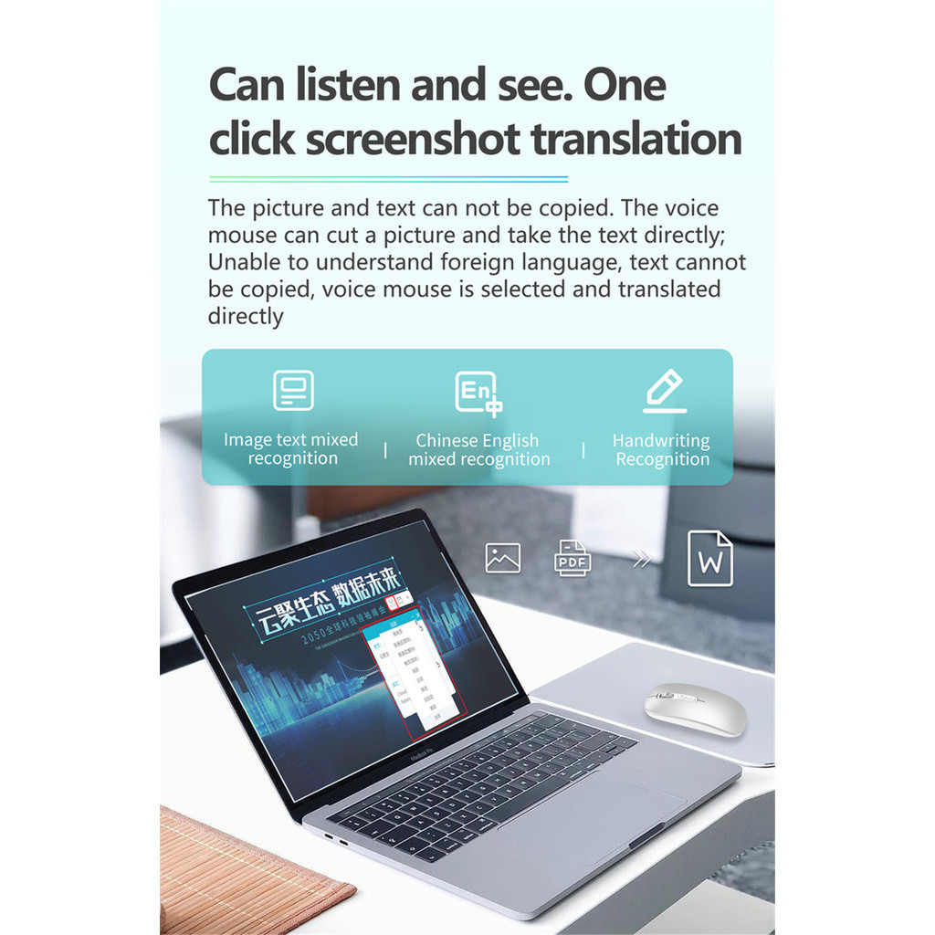 AI Smart Voice Mouse Speech to Text Mouse Rechargeable 2.4G Wireless ...