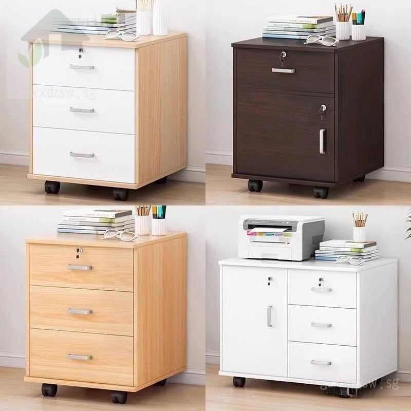 File Cabinet with Lock Chest of Drawer Mobile Office Wooden Storage ...