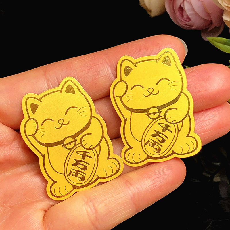 [JY]Gold foil sticker for safety talisman, lucky cat mobile phone ...