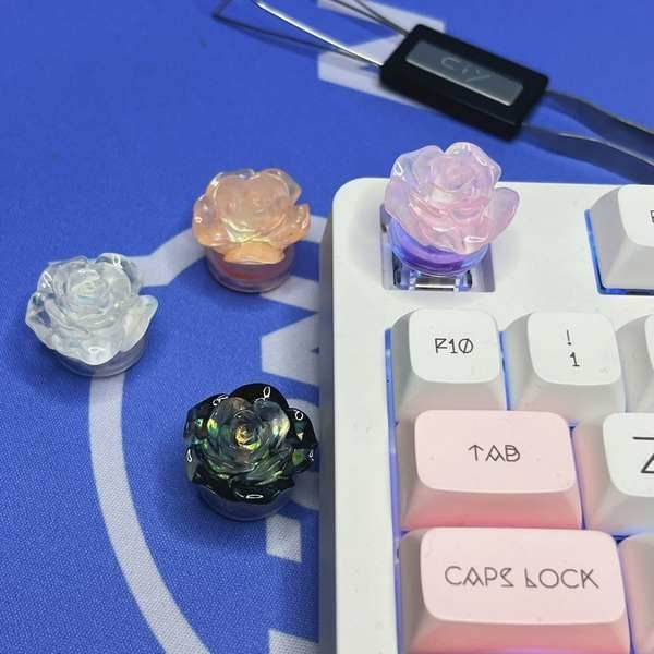 Customized personalized round bottom rose translucent keyboard cap ice ...
