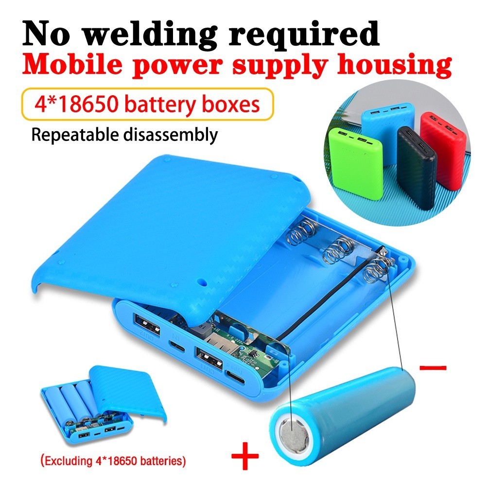 4Slots 18650 Battery Holder Hard Pin Batteries Case Storage Box DIY ...