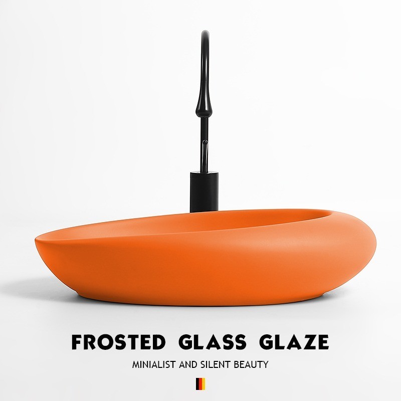 Creative Matte Orange Countertop Basin Home Personality Ceramic Wash ...