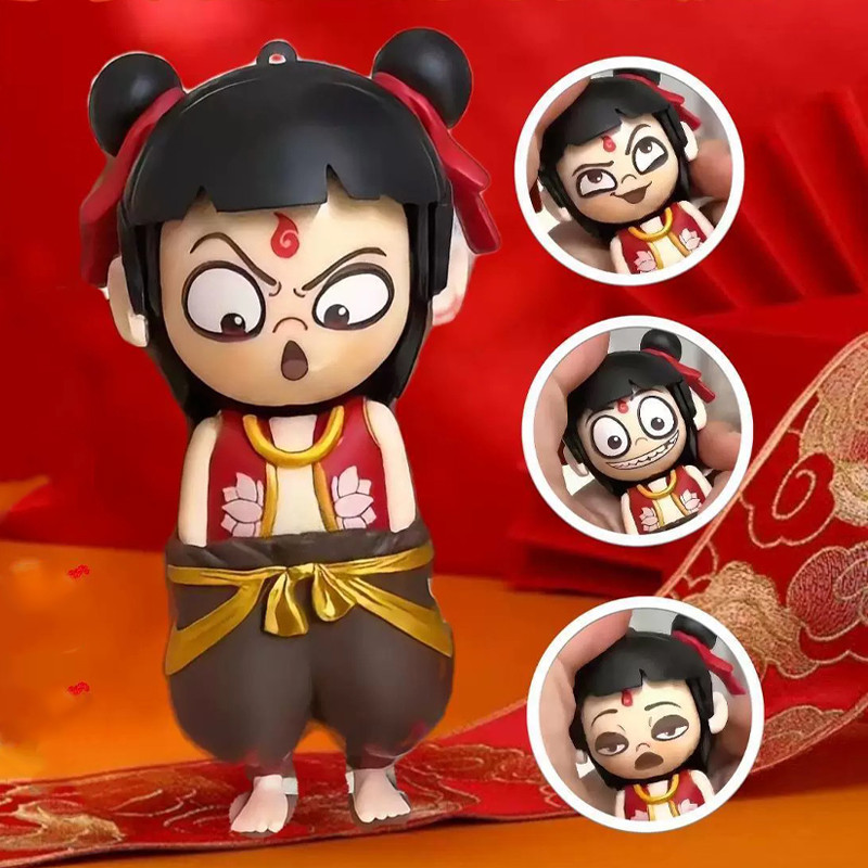 Creative Nezha Changing Face Doll Funny 4 Face Expression Change Toy ...